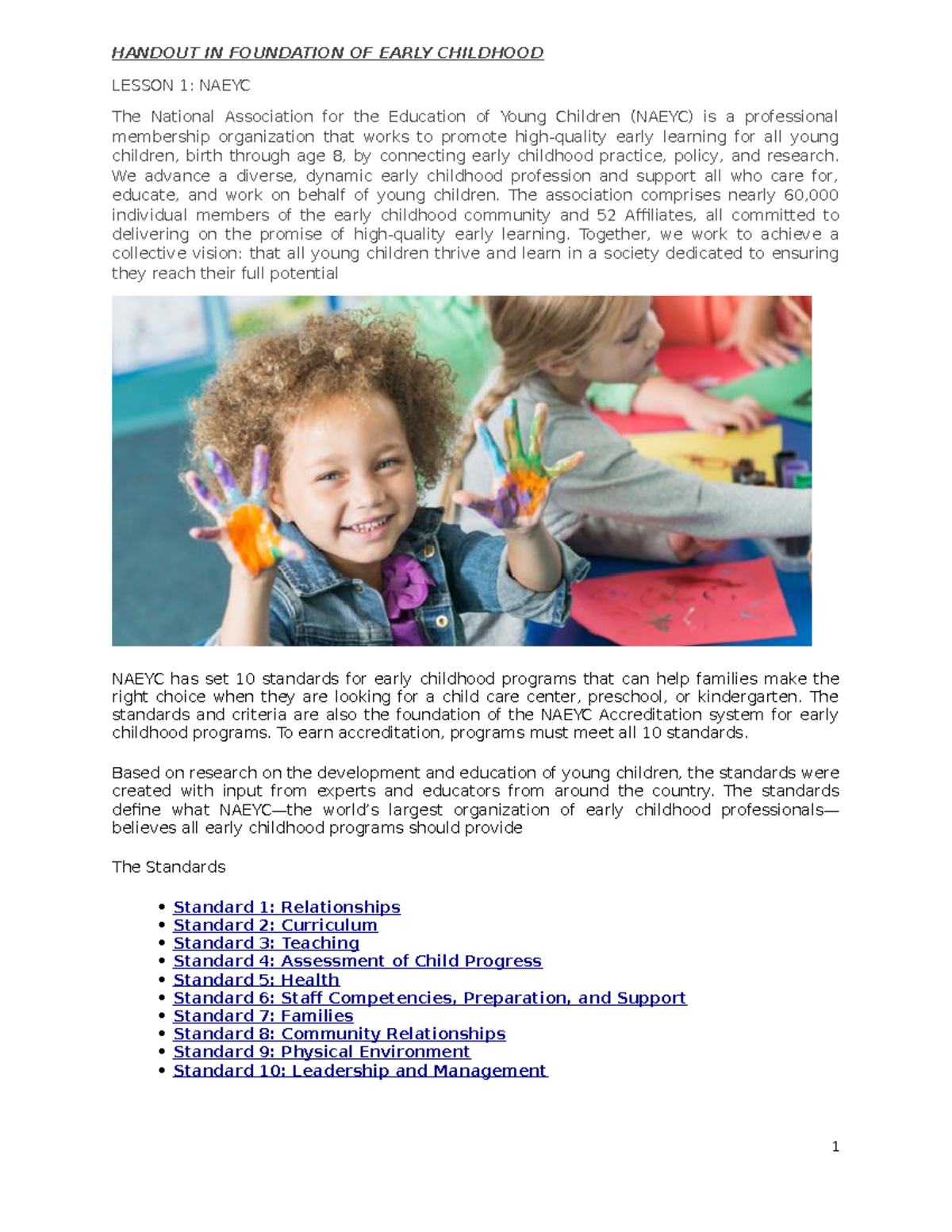 Handout IN Foundation OF Early Childhood - HANDOUT IN FOUNDATION OF ...