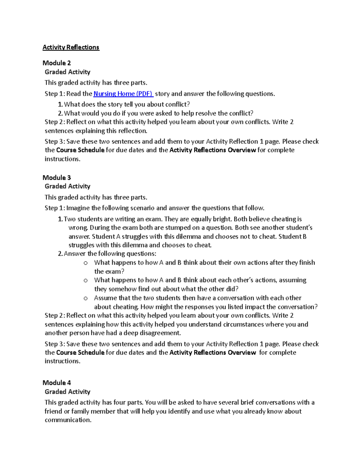 Activities-reflections - Activity Reflections Module 2 Graded Activity ...
