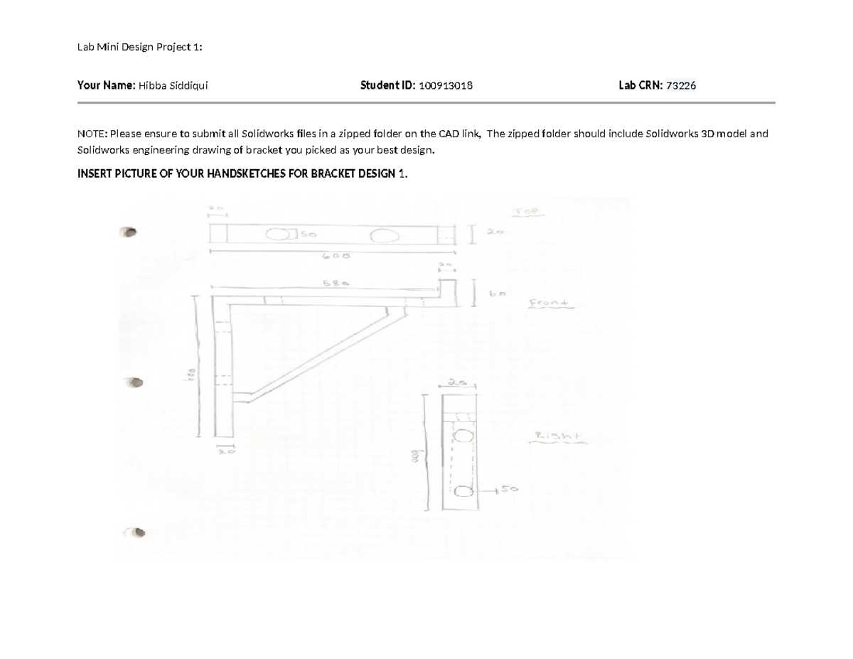 Mini Design Project 1 - Your Name: Hibba Siddiqui Student ID: 100913018 ...