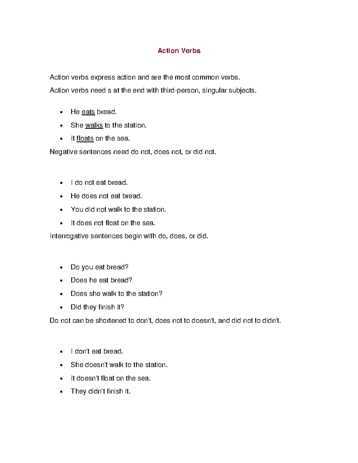 Action Verbs - Action Verbs Action verbs express action and are the ...