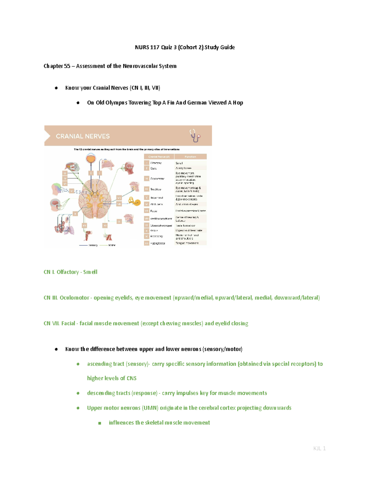 117 Quiz 2 Study Guide - NURS 117 Quiz 3 (Cohort 2) Study Guide Chapter ...