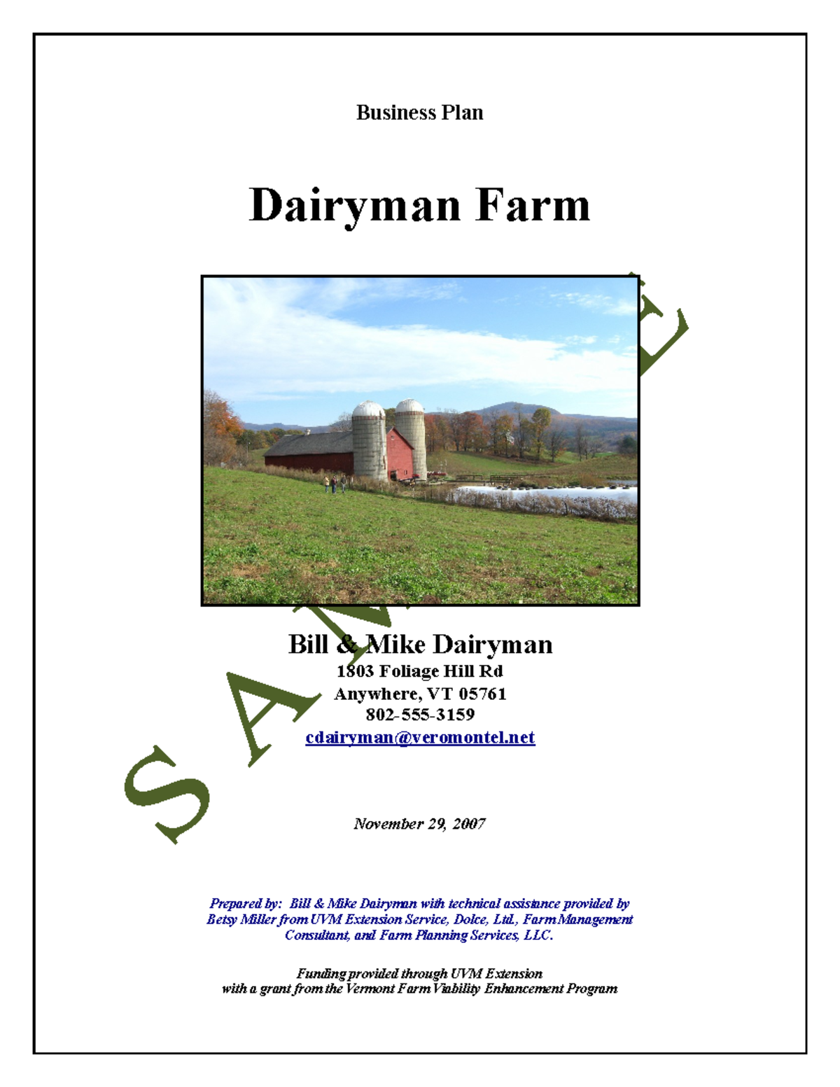 NEK-DVP-Sample-BP neha bpr new - Business Plan Dairyman Farm Bill ...