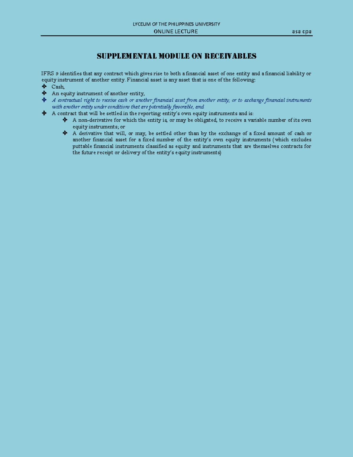 Supplemental Module Receivables - Intermediate accounting 1 - Studocu