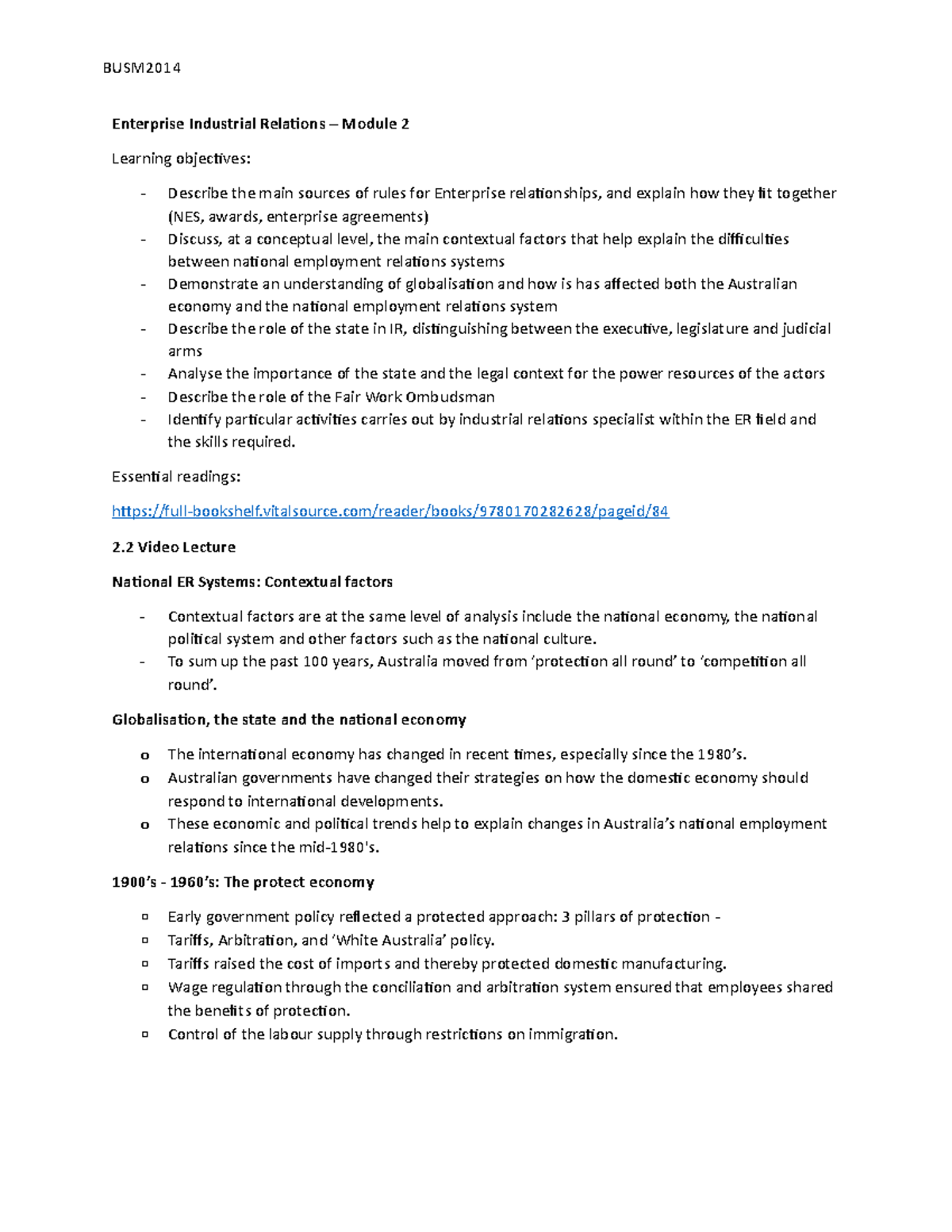 BUSM2014 - Module 2 - Enterprise Industrial Relations – Module 2 ...