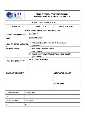 LAB-3 TIME Response Simulation Using Scilab - FAKULTI TEKNOLOGI ...