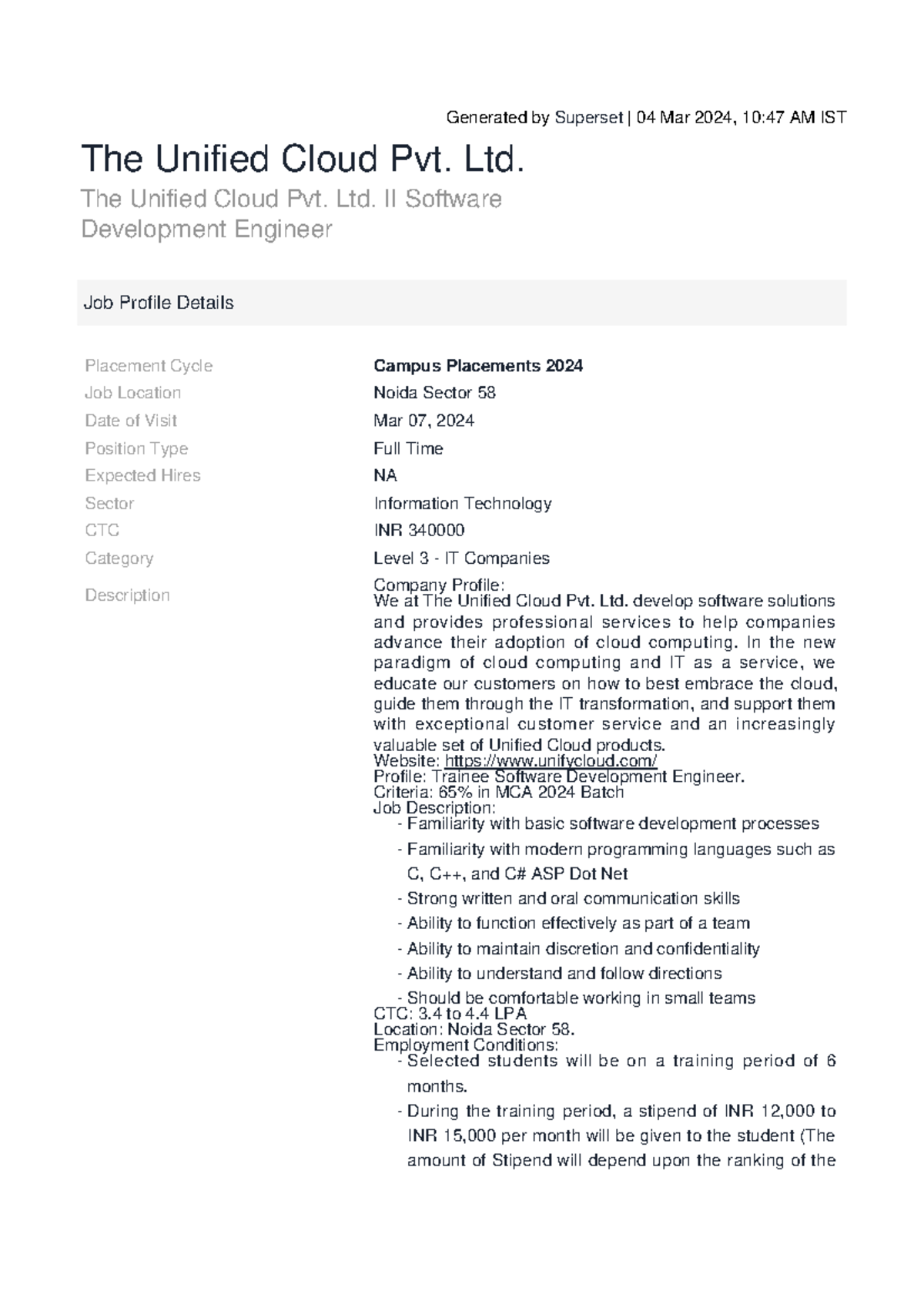 The Unified Cloud Pvt. Ltd. II Software Development Engineer ...