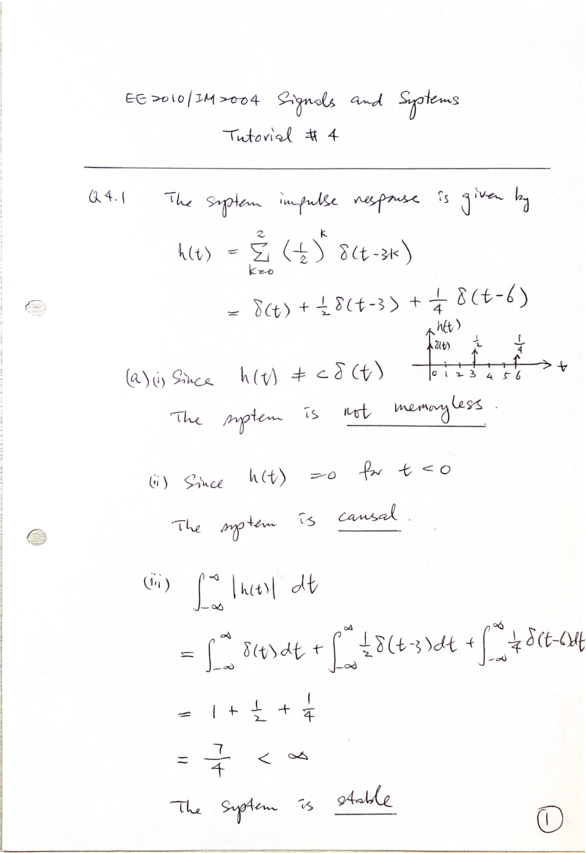 EE2010 Tutorial 4 Solutions - EE2010 - Studocu