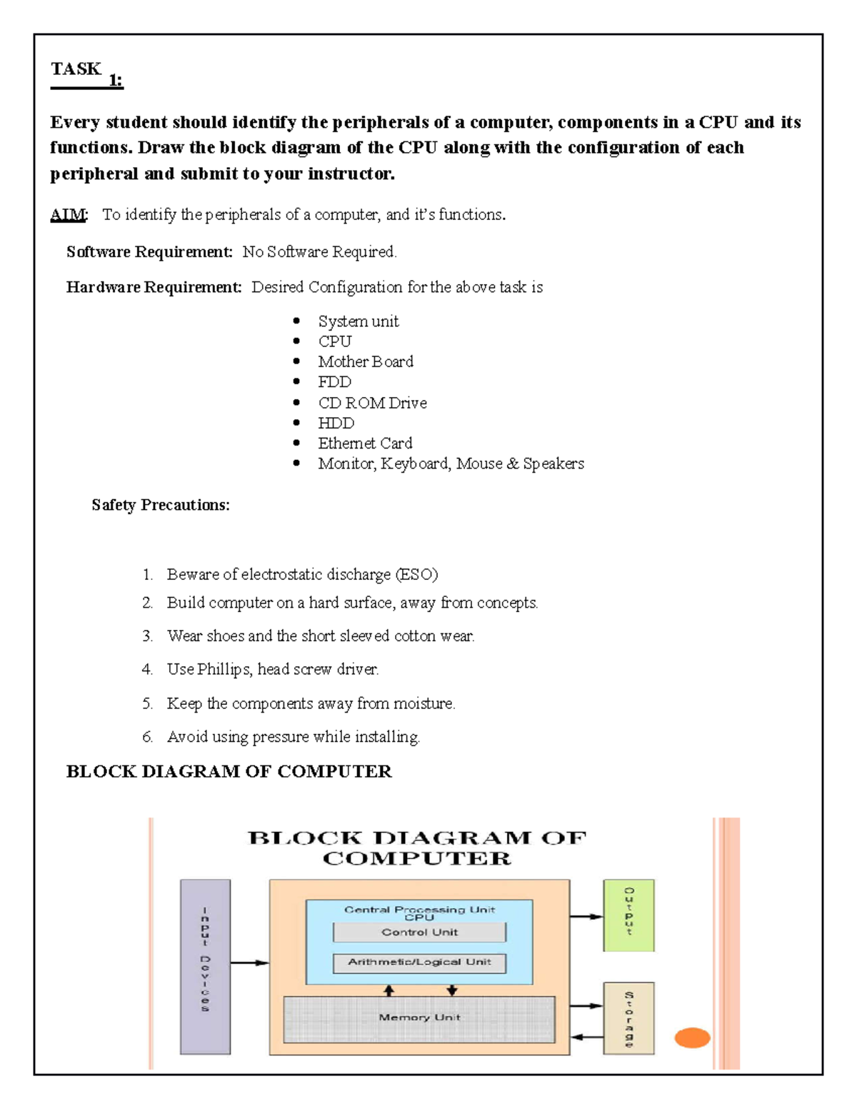 Itwssv - use full - TASK 1: Every student should identify the peripherals of a computer ...