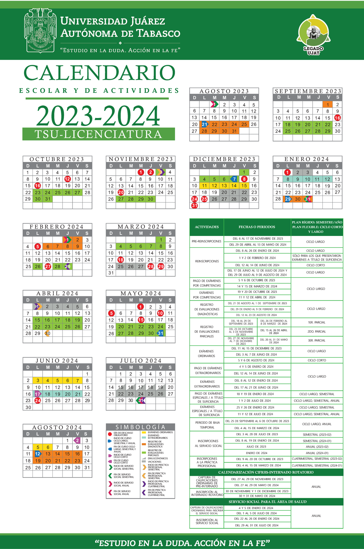 Calendario TSU Licenciatura 2023 2024 - VV SS CALENDARIO E S C O L A R Y D E A C T I V I D A D E ...