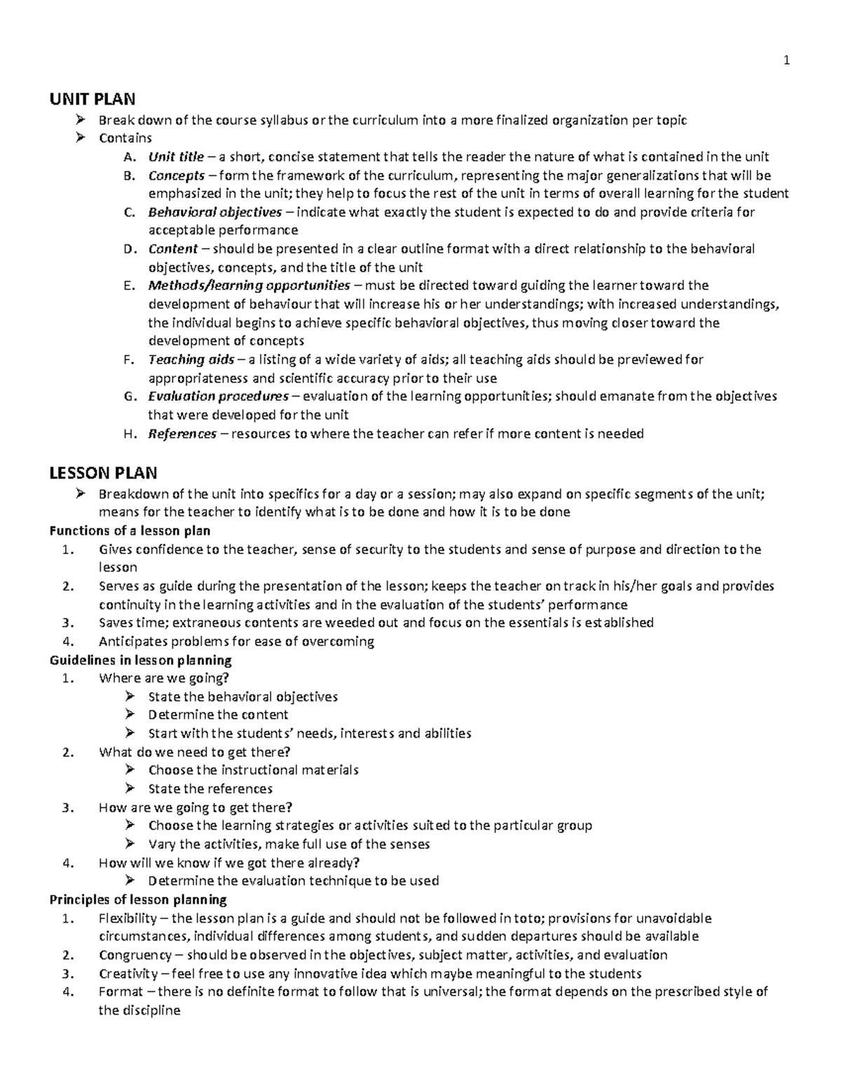 Clinical-teaching - Clinical - UNIT PLAN Break down of the course ...