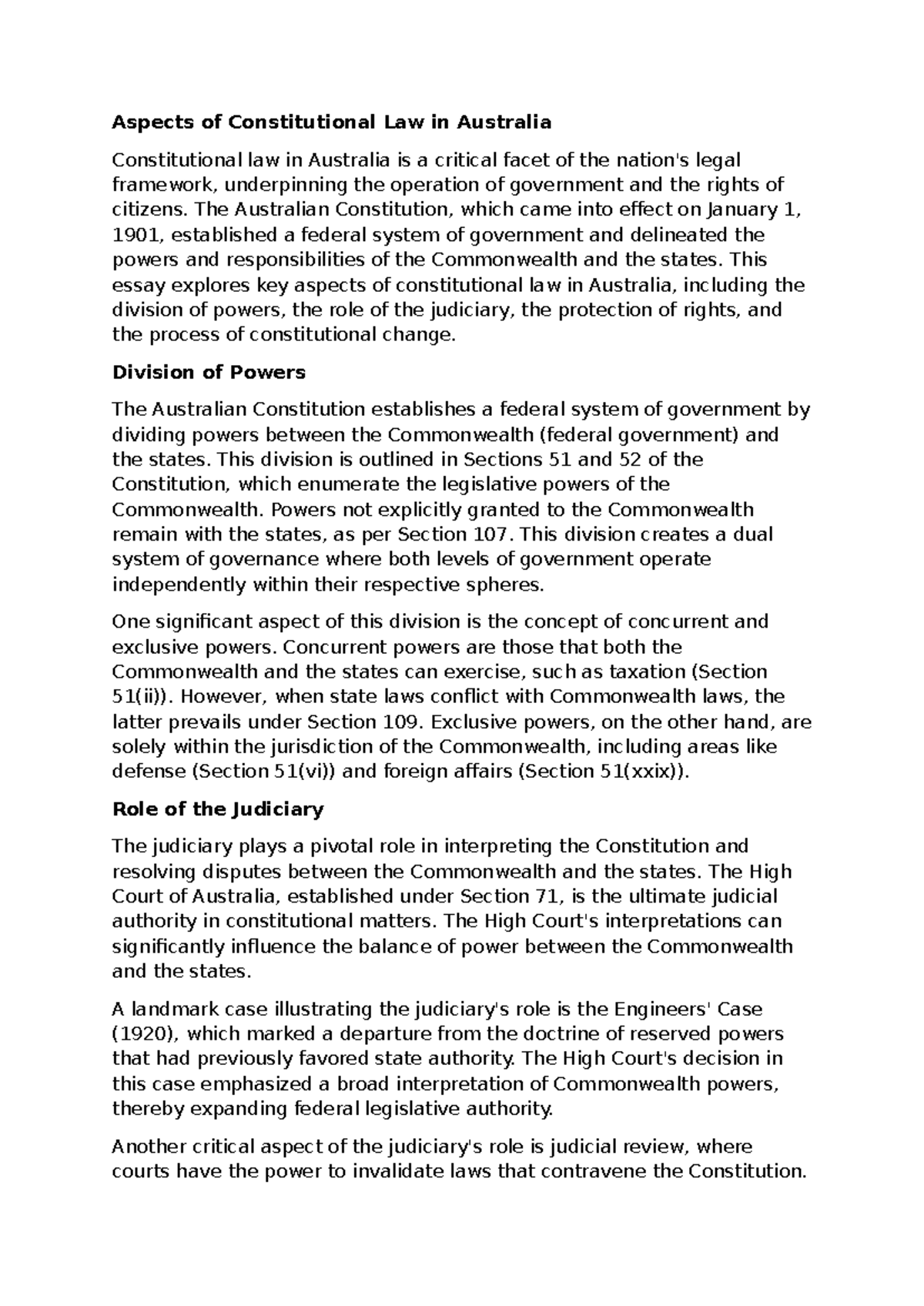 Aspects of Constitutional Law in Australia - Aspects of Constitutional ...
