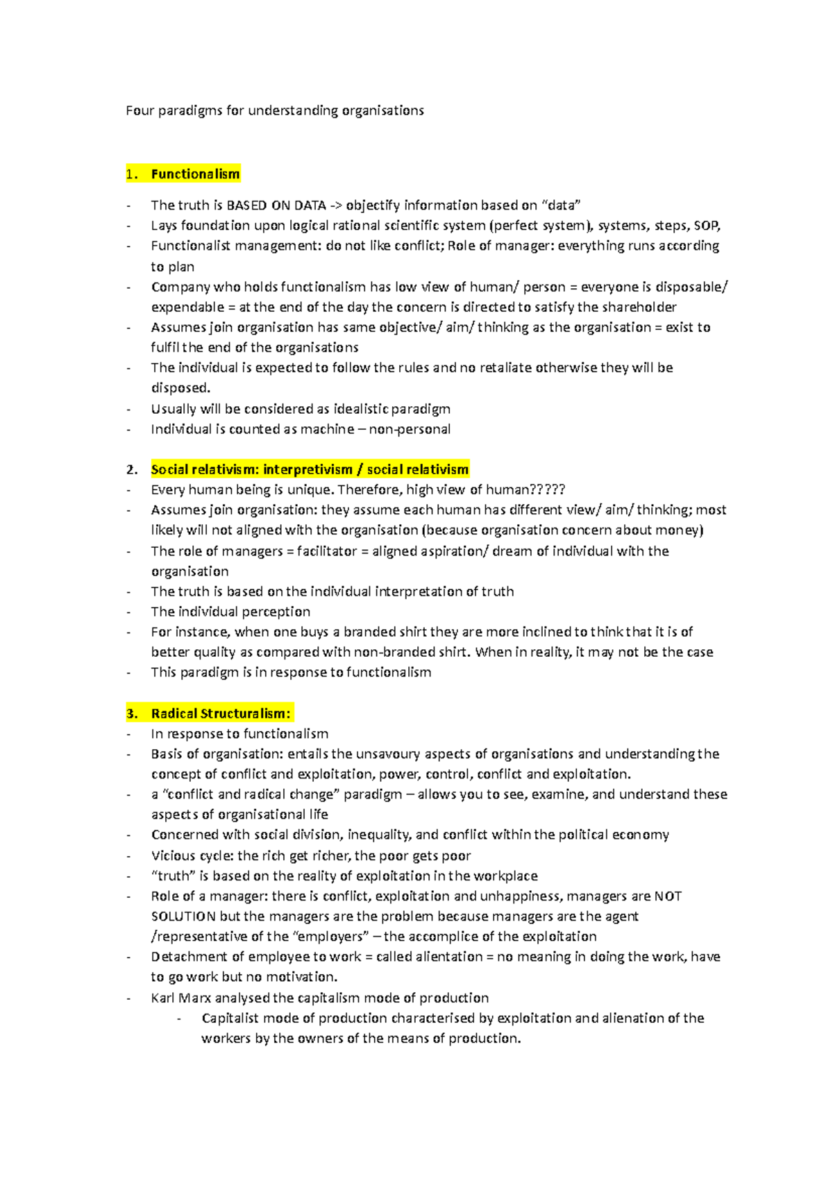 Four paradigms for understanding organisations - Four paradigms for ...