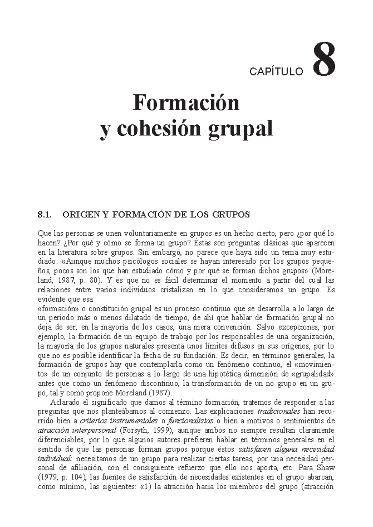 S03- Material complementario (lectura) - CAPÍTULO 8 Formación y cohesión grupal ORIGEN Y ...