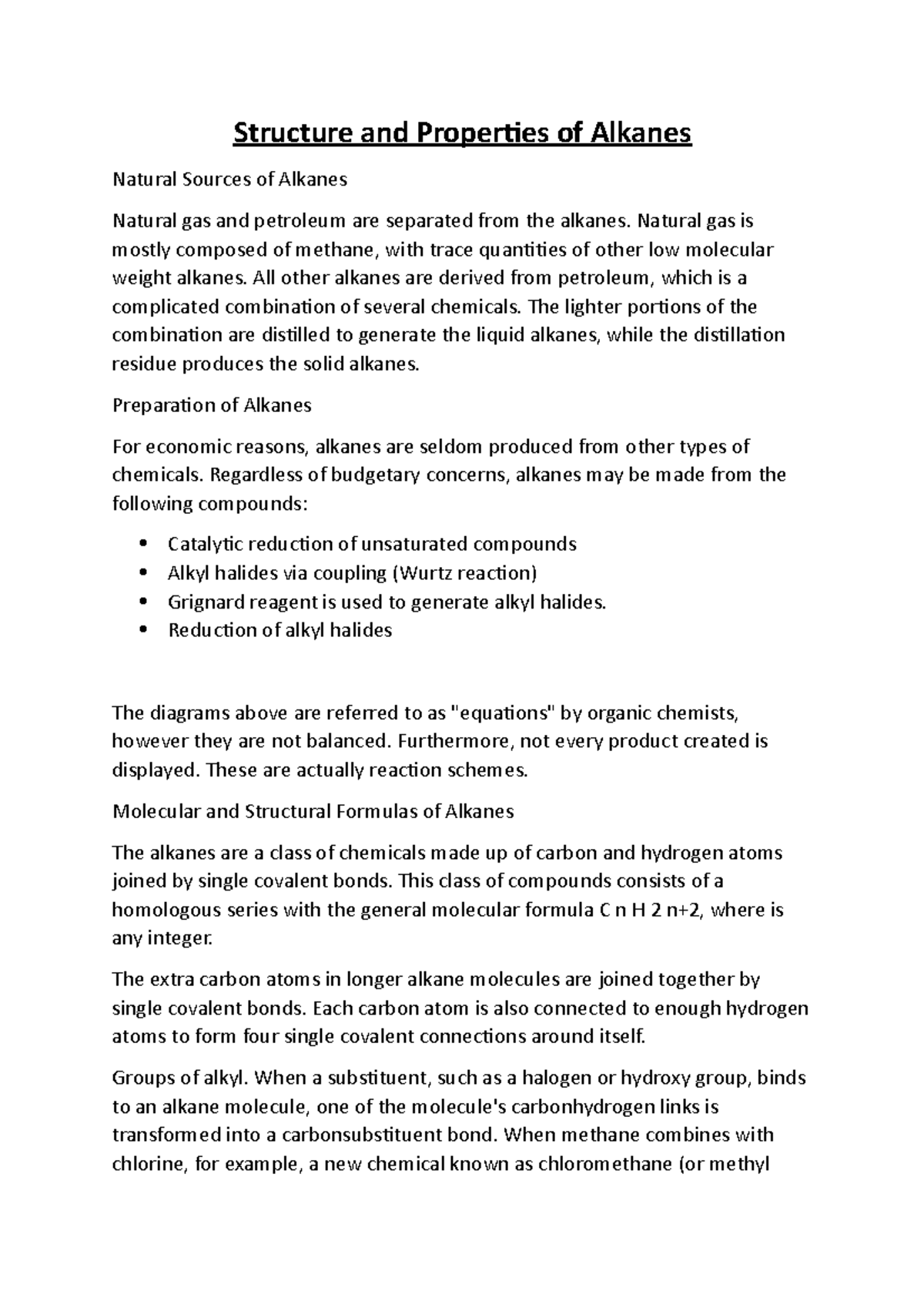 Structure And Properties Of Alkanes Structure And Properties Of Alkanes Natural Sources Of
