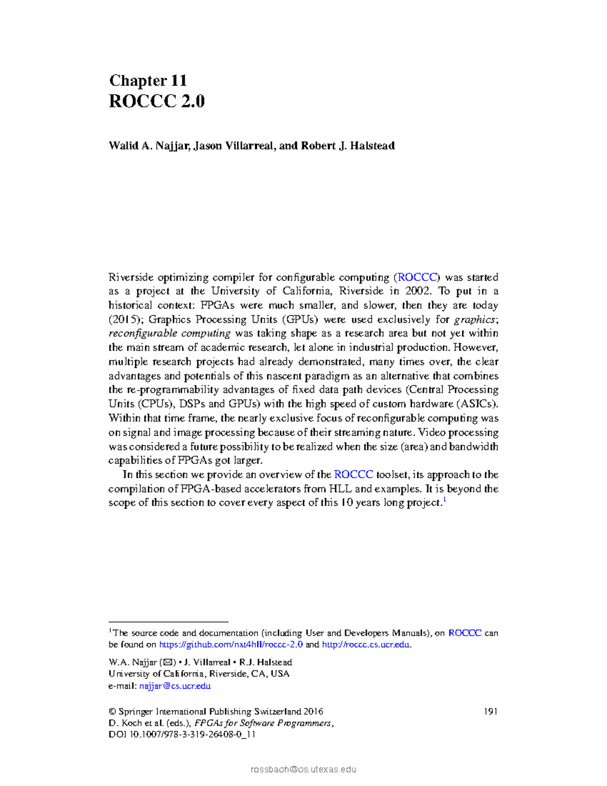 Big - hii - Chapter 11 ROCCC 2. Walid A. Najjar, Jason Villarreal, and ...