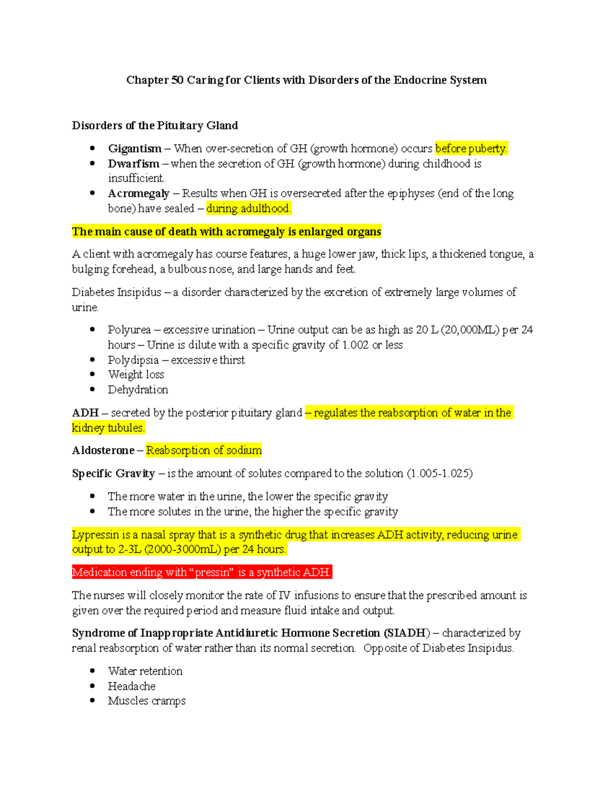 Chapter 50 Endocrine Disorders - Chapter 50 Caring for Clients with ...