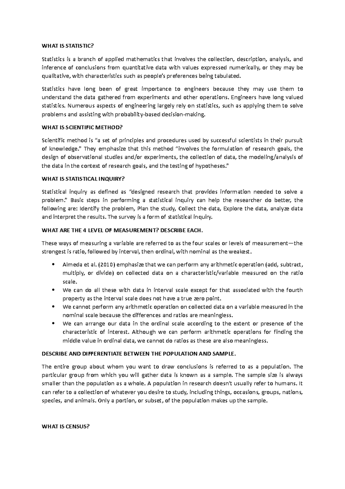 Assignment Number 1 - Study Lang. - WHAT IS STATISTIC? Statistics is a ...