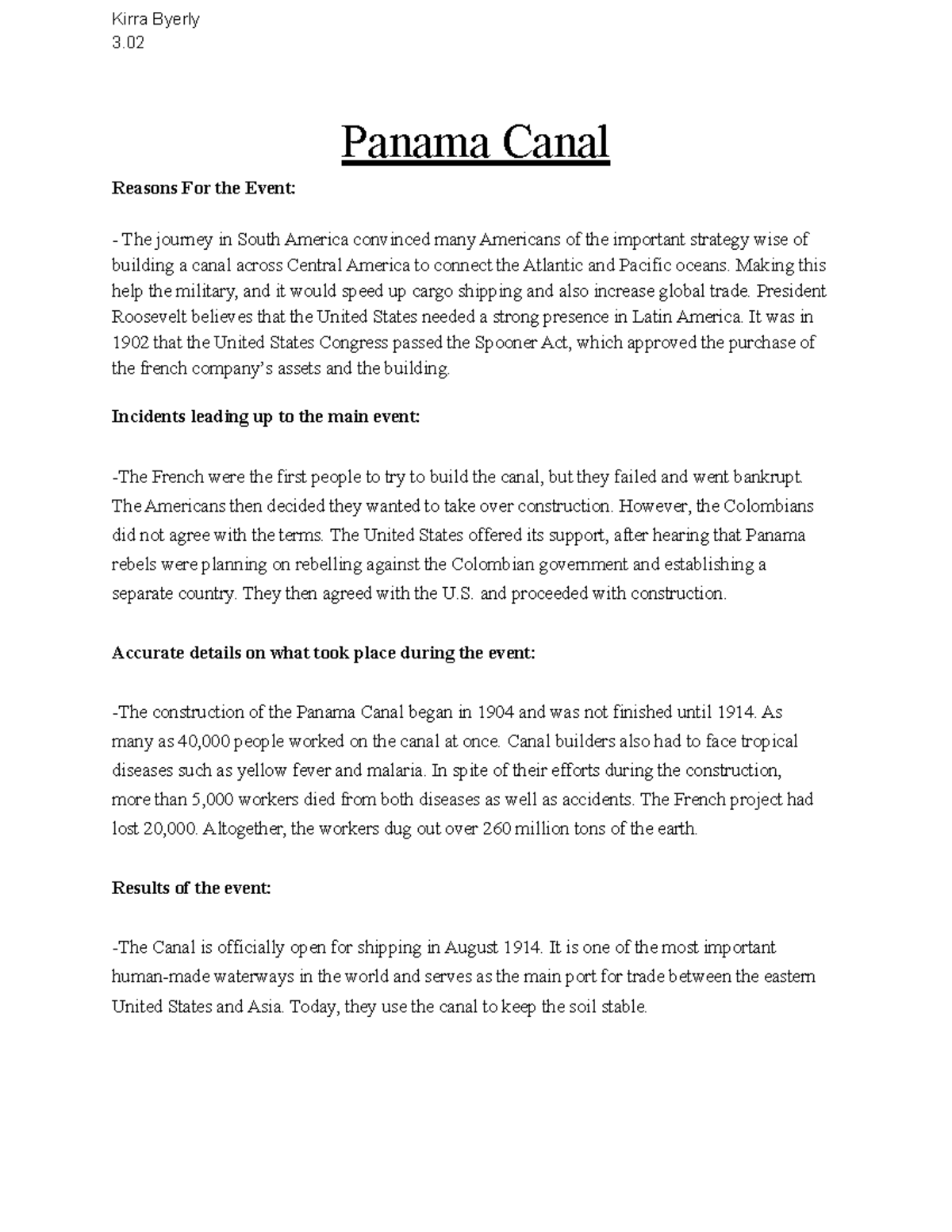 Panama Canal - AMH 2020 History of the United States II This course ...