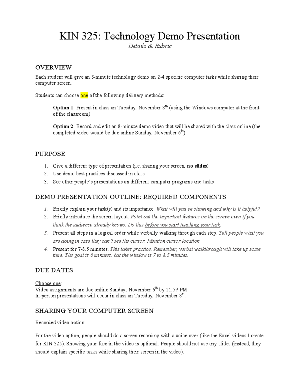 KIN325 Presentation Details - KIN 325: Technology Demo Presentation ...