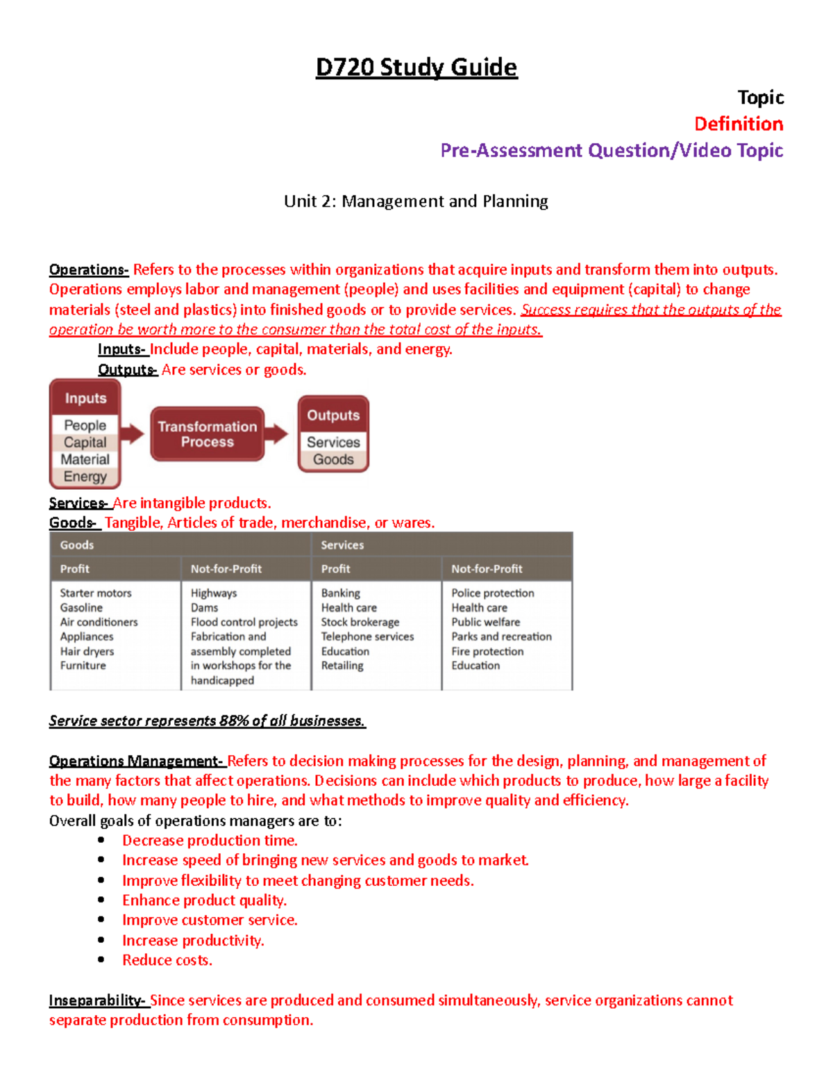 C720 Study Guide - D720 Study Guide Topic Definition Pre-Assessment ...