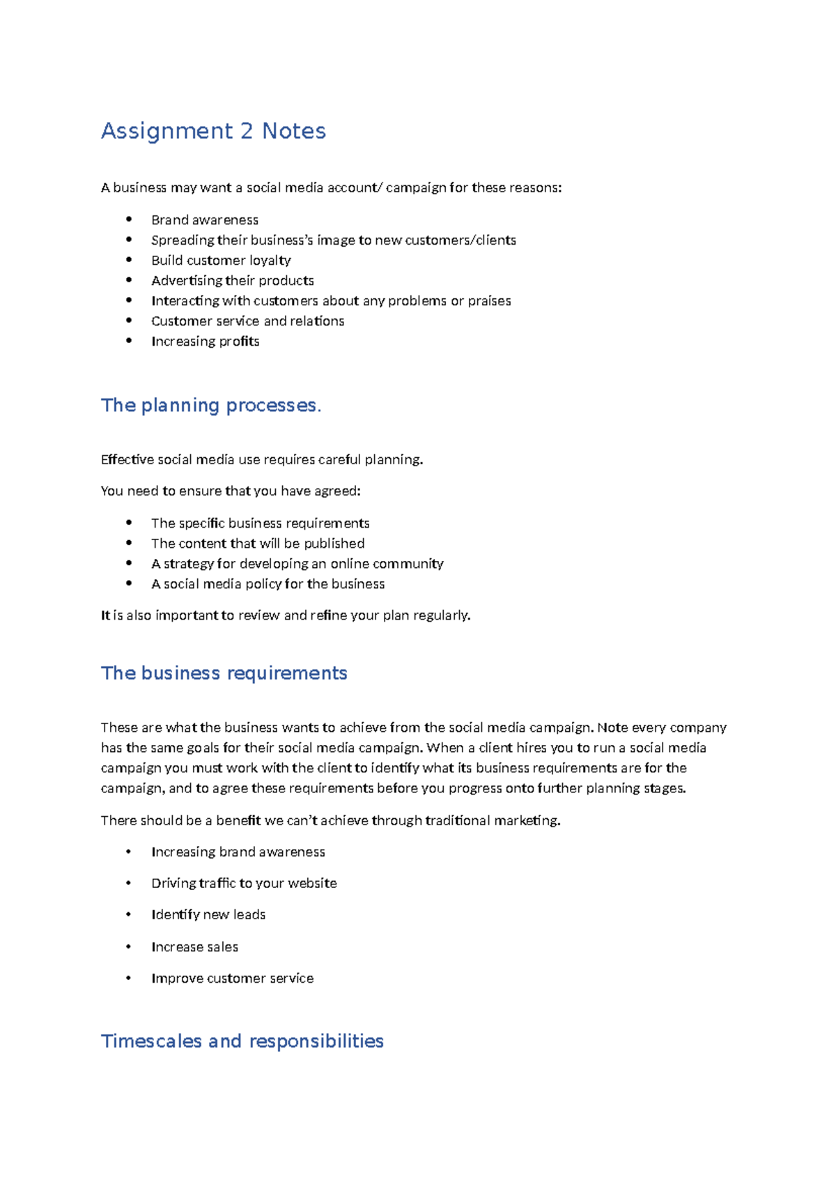 Unit 3 Assignment 2 Notes - Assignment 2 Notes A business may want a ...