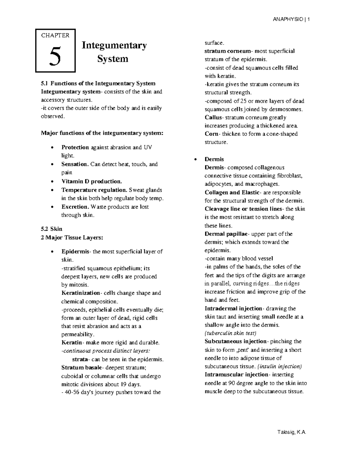 Chapter 5- Integumentary System - Integumentary System 5 Functions of the Integumentary System ...