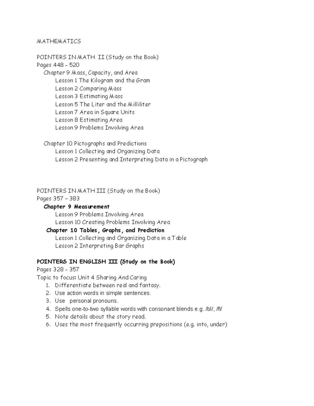 Pointers for March - MATHEMATICS POINTERS IN MATH II (Study on the Book ...