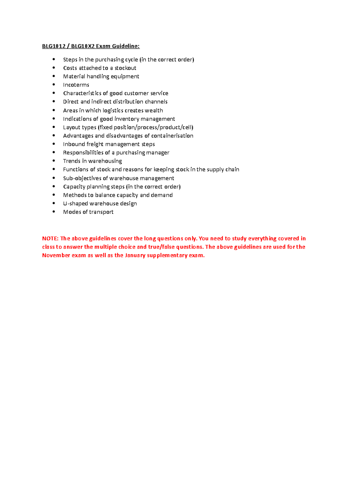 BLG1012 BLG10X2 Exam Guideline - BLG1012 / BLG10X2 Exam Guideline ...