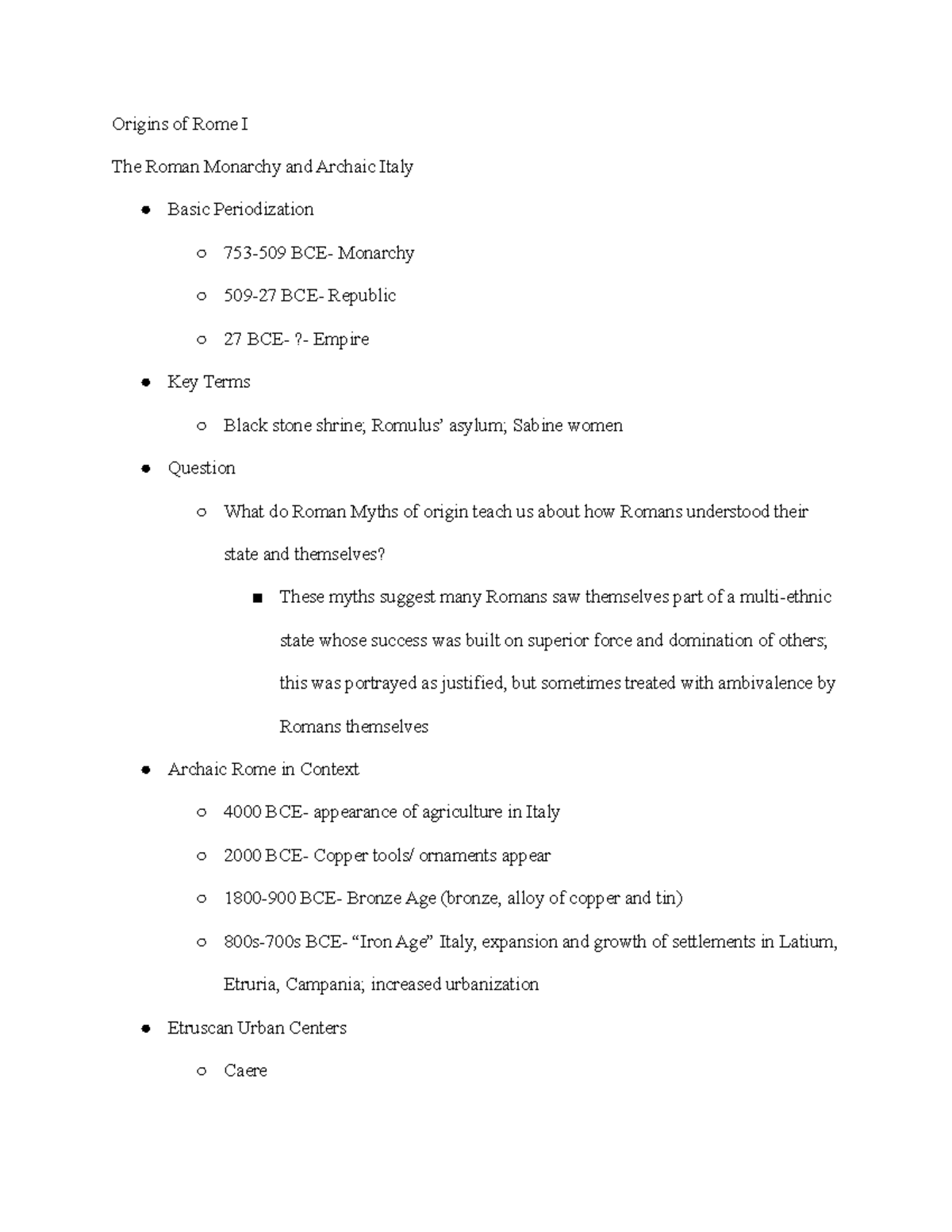 Origins of Rome I - A lecture given by Anna Freidin explaining the ...