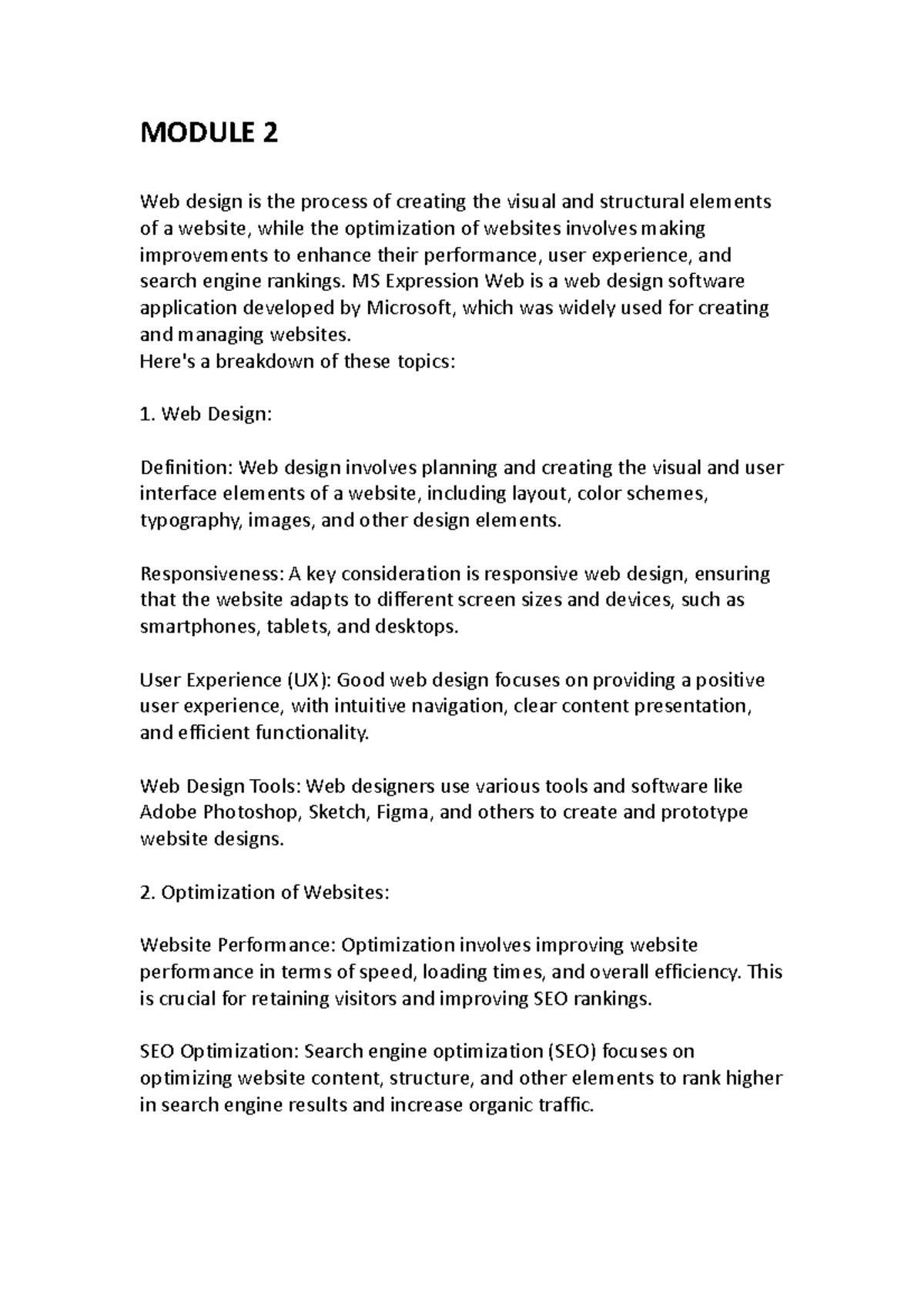 Dm notes ghatgpt - MODULE 2 Web design is the process of creating the ...