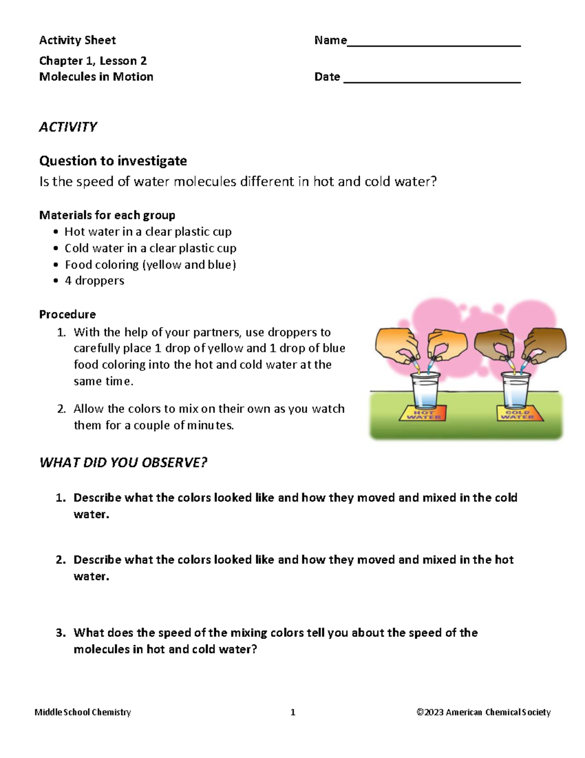 Ch1 l2 activity sheet - njlknm - Middle School Chemistry 1 ©2023 ...
