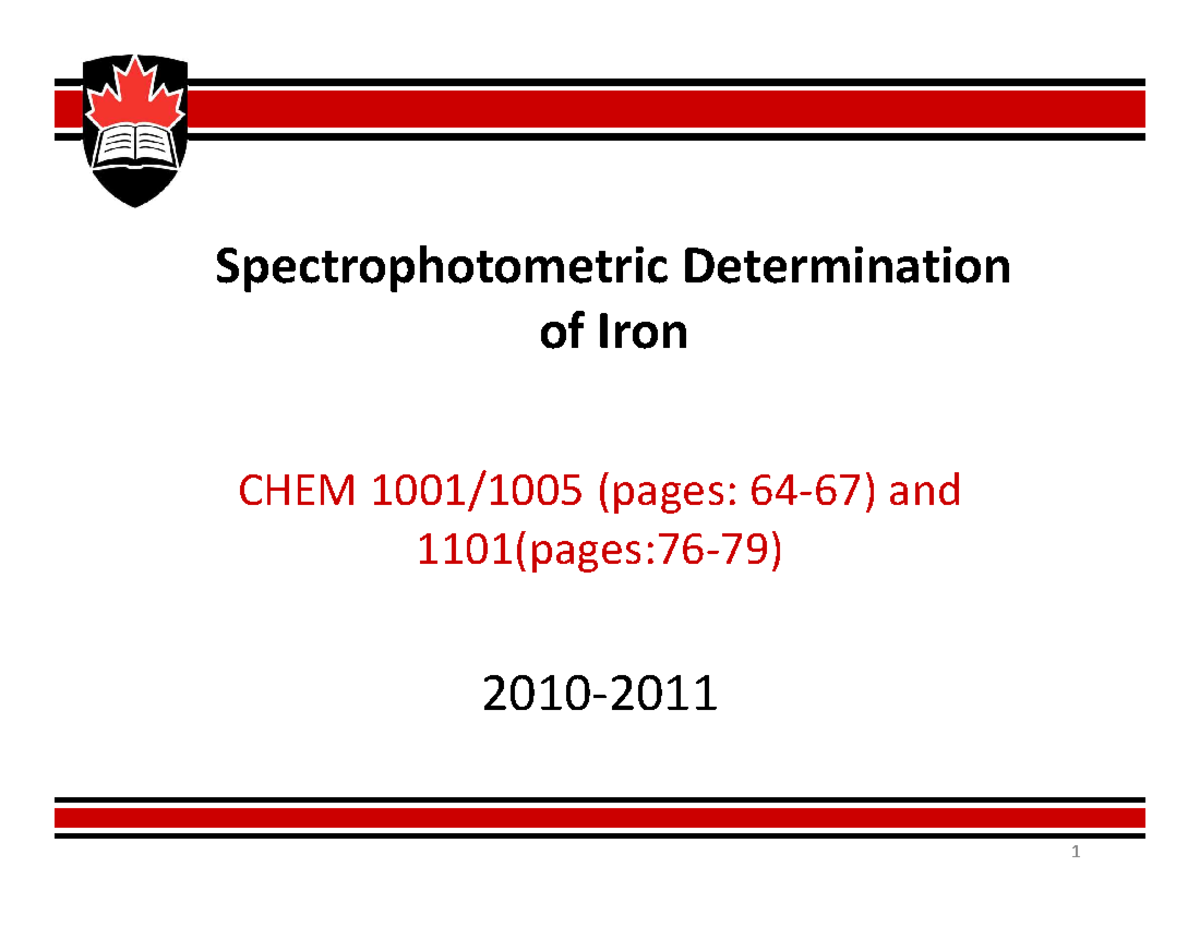 4. Spectrophotometric Determination of Iron - Spectrophotometric ...