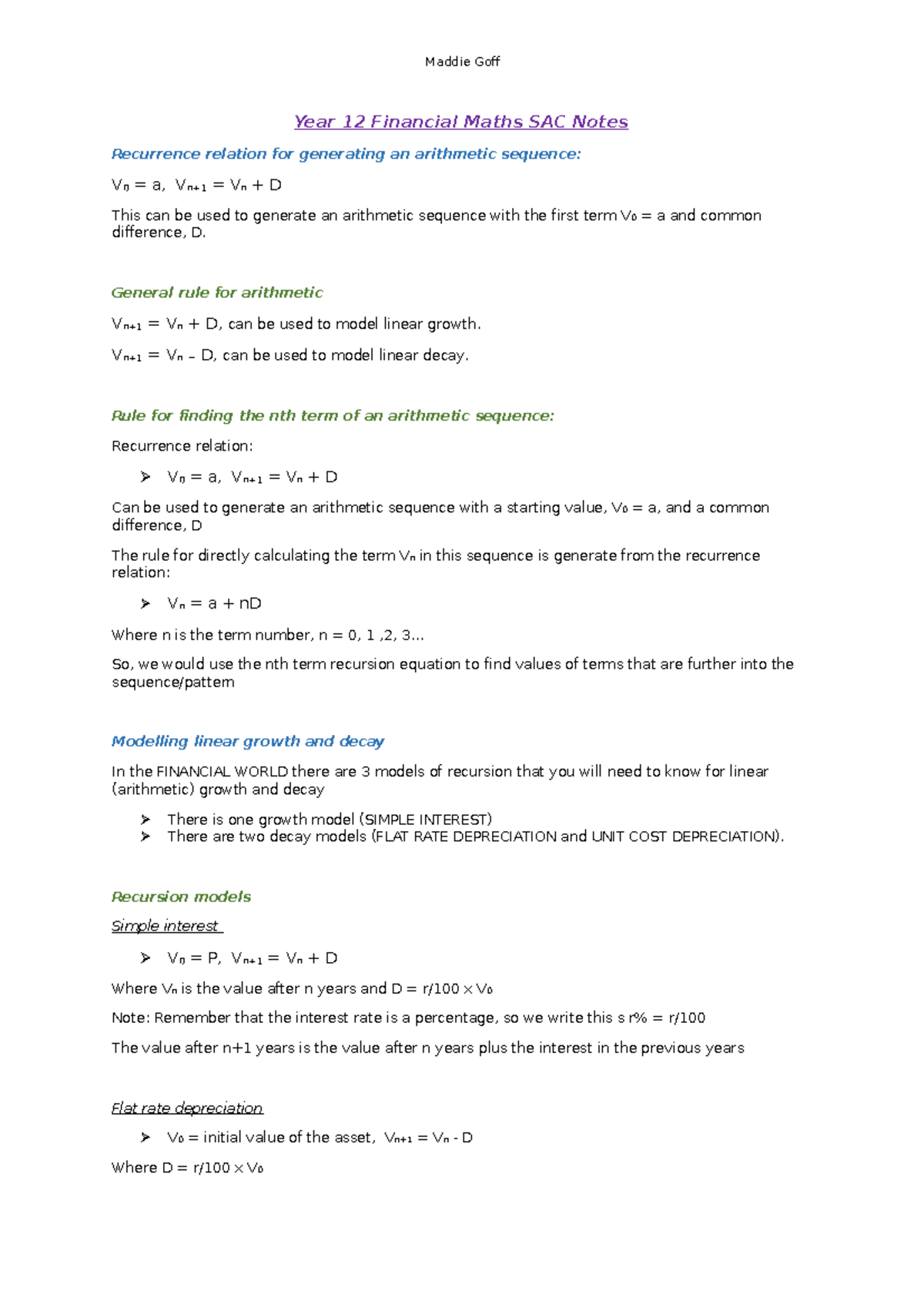 Bound book-financial maths and recurrsion - Year 12 Financial Maths SAC ...
