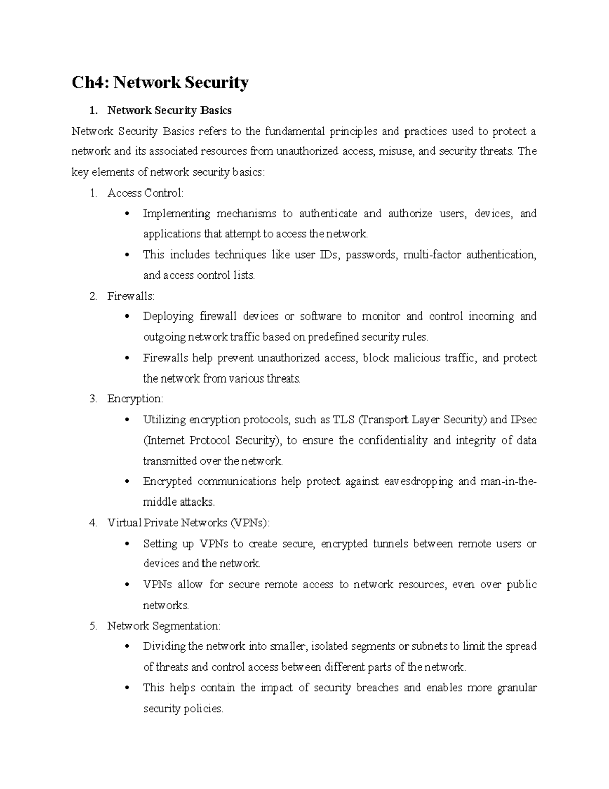 Ch4-summary - just for network security - Ch4: Network Security 1. Network Security Basics ...