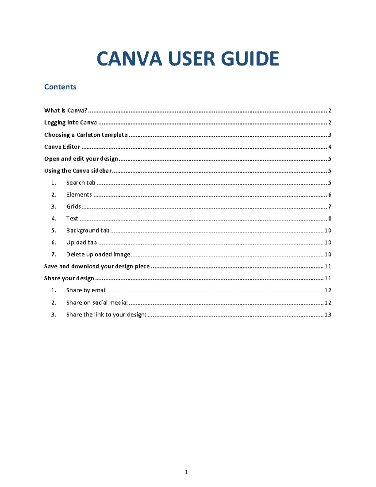 Canva-Userguide image lab 10 - Contents What is Canva? CANVA USER GUIDE ...