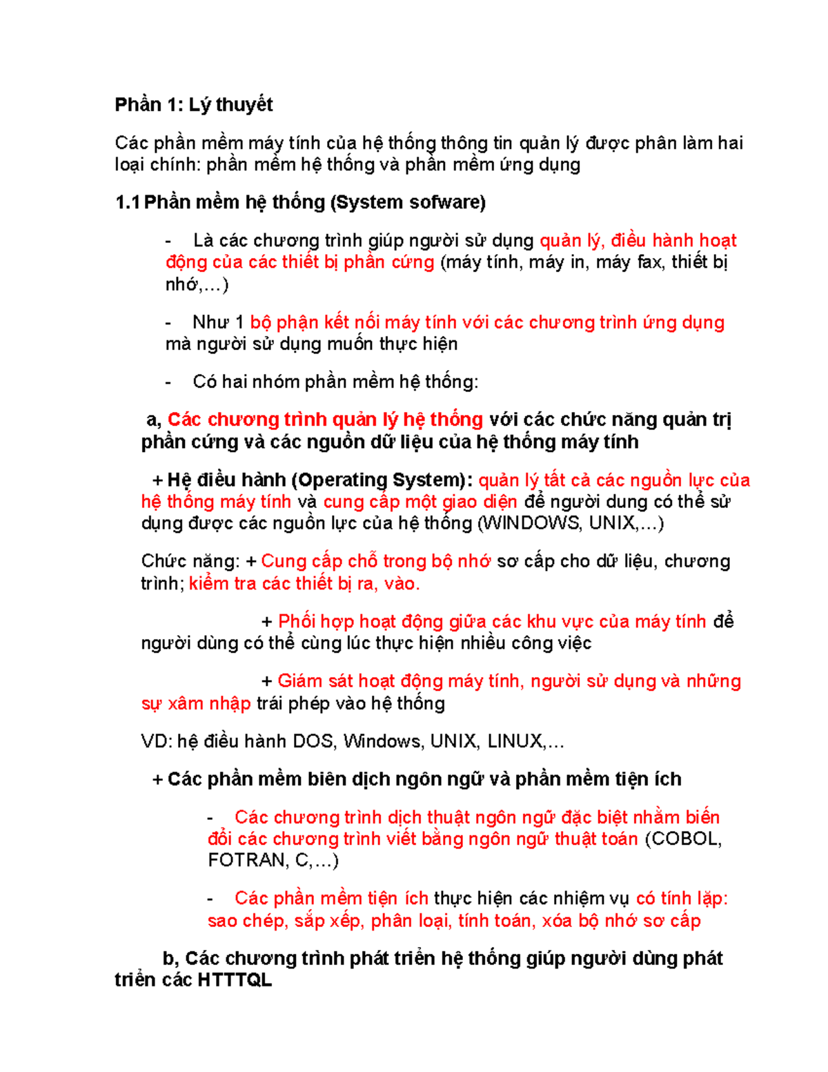 Bản word pp - dqwdq - Phần 1: Lý thuyết Các phần mềm máy tính của hệ thống thông tin quản lý ...