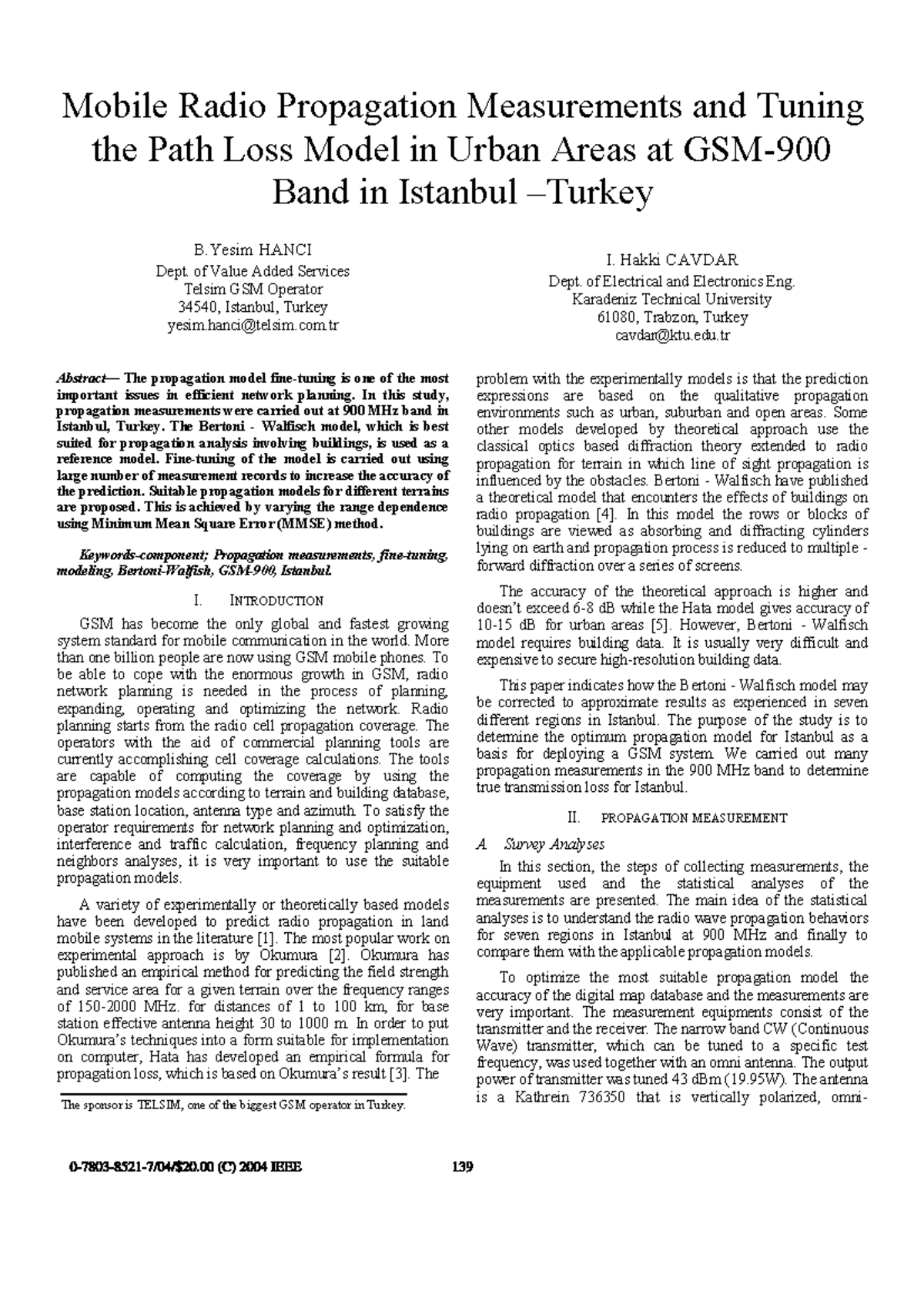 Mobile Radio Propagation Measurements and Tuning the Path Loss Model in ...
