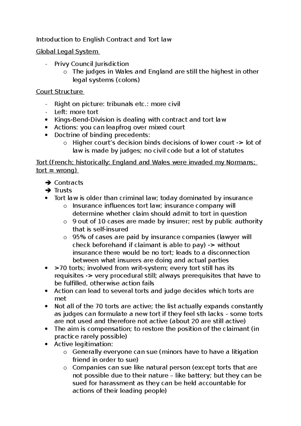 Introduction to Contract and Tort Law - Introduction to English ...