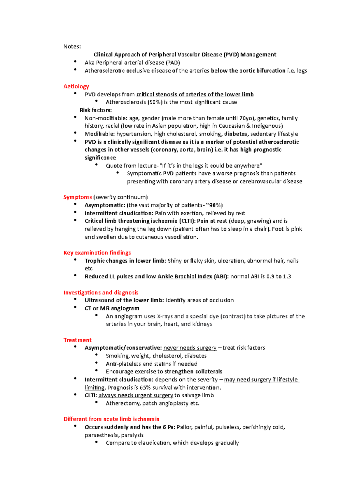 Clinical Approach of Peripheral Vascular Disease (PVD) Management ...