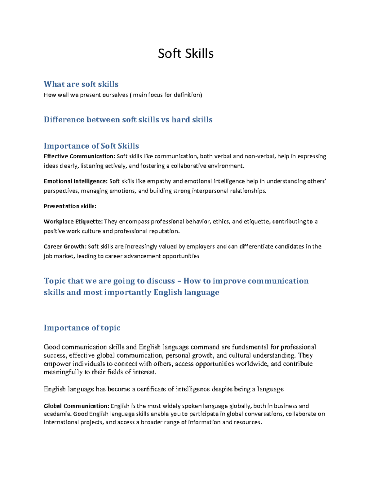 Soft Skills part1 - hiuhi - Soft Skills What are soft skills How well ...