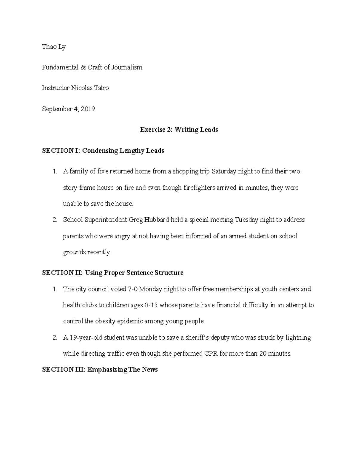 Journalism Writing Leads - Thao Ly Fundamental & Craft of Journalism ...