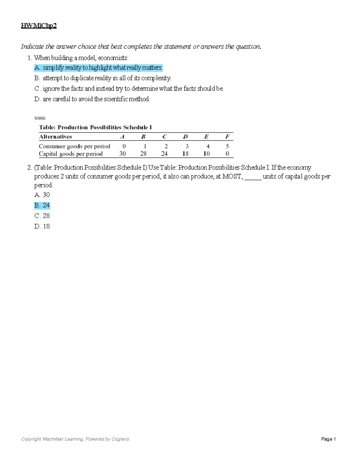 Micro Ch 2 HW Answers - This is the second weeks homework - Indicate ...