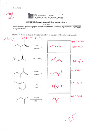 EF CHI242 2013 session 2-version finale - N° ANONYMAT : EXAMEN CHIMIE ...