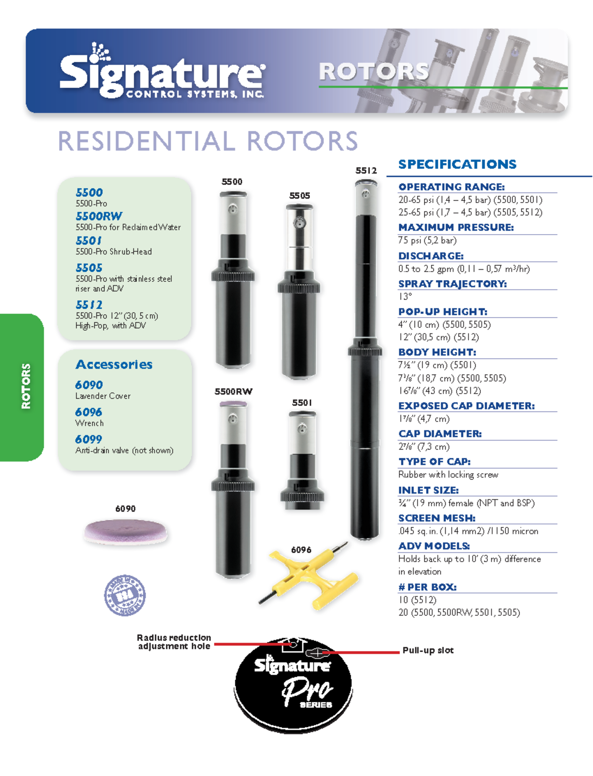 Nelson 5500 RIEGO RESIDENCIL - RESIDENTIAL ROTORS 5512 5500 5500 5505 ...