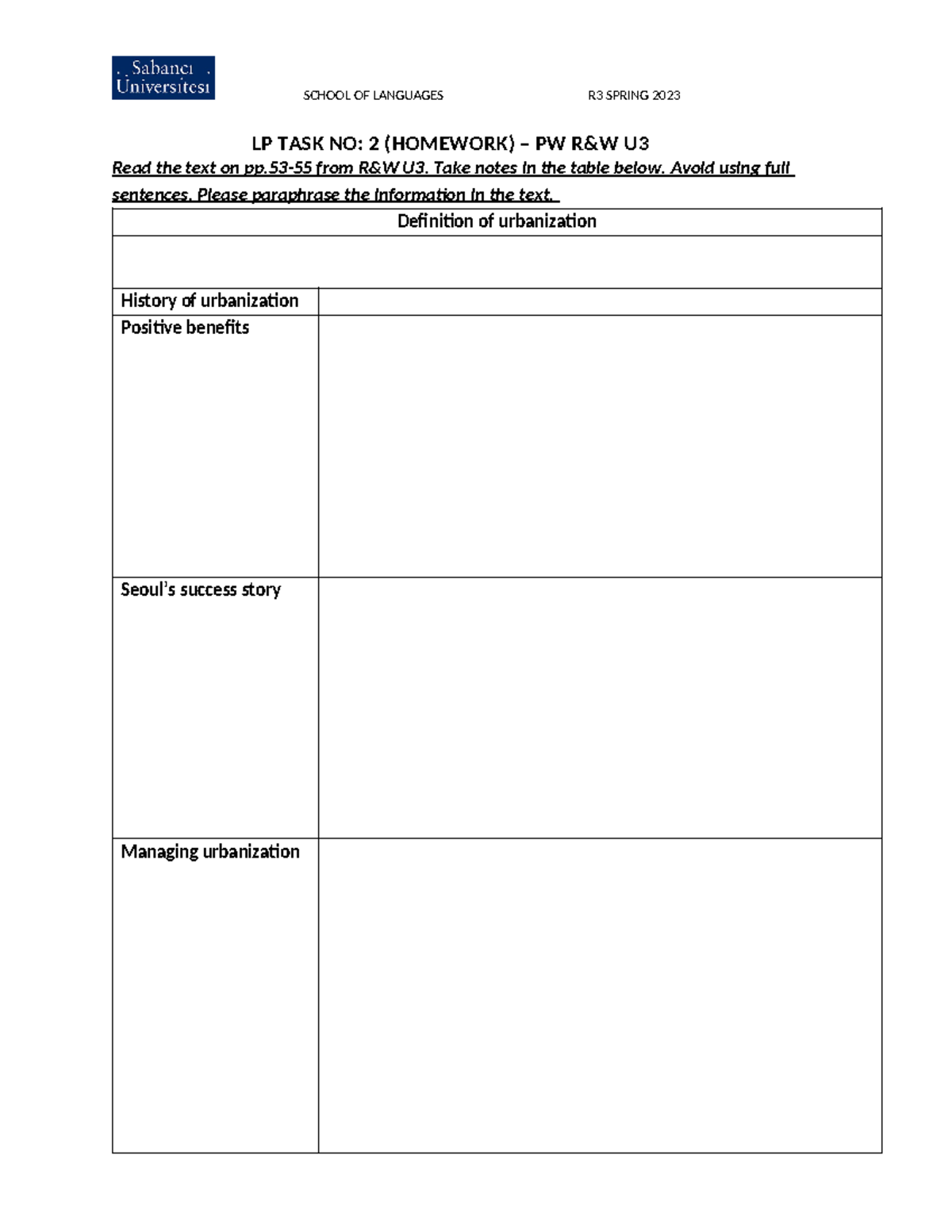 LP Task 2 (hw) - lp practise - LP TASK NO: 2 (HOMEWORK) – PW R&W U Read ...