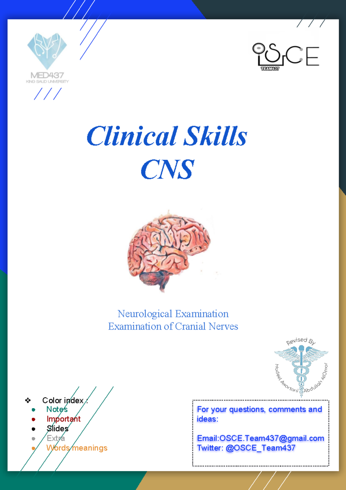 Clinical skills CNS (Cranial Nerves Examination) - Clinical Skills CNS ...