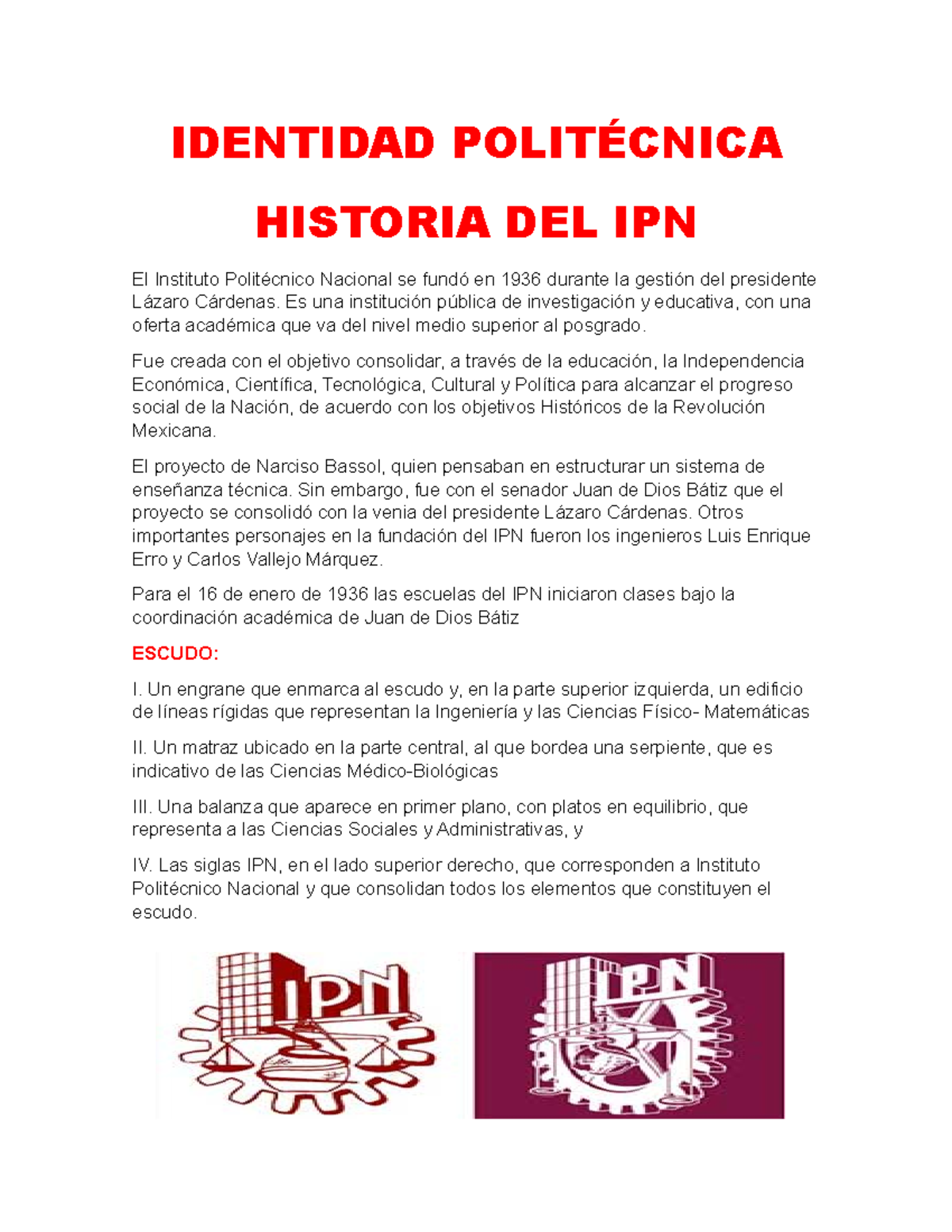 Identidad Politécnica - IDENTIDAD POLITÉCNICA HISTORIA DEL IPN El ...