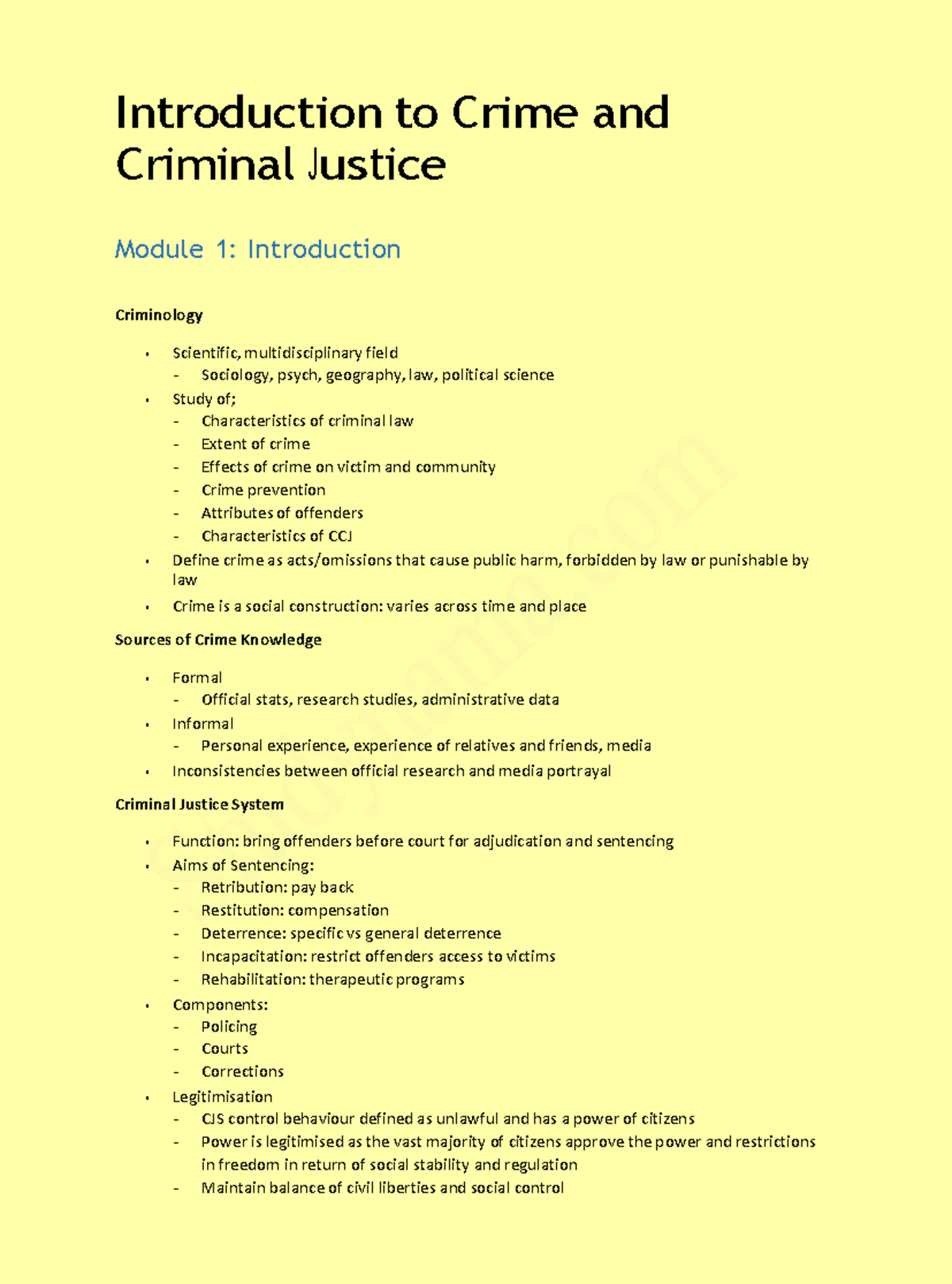 11. criminology - Introduction to Crime and Criminal Justice Module 1 ...
