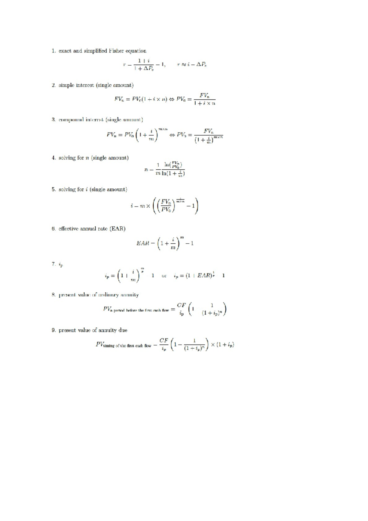 ACST form - FINANCE FORUMLA SHEET - ACST101 - Studocu
