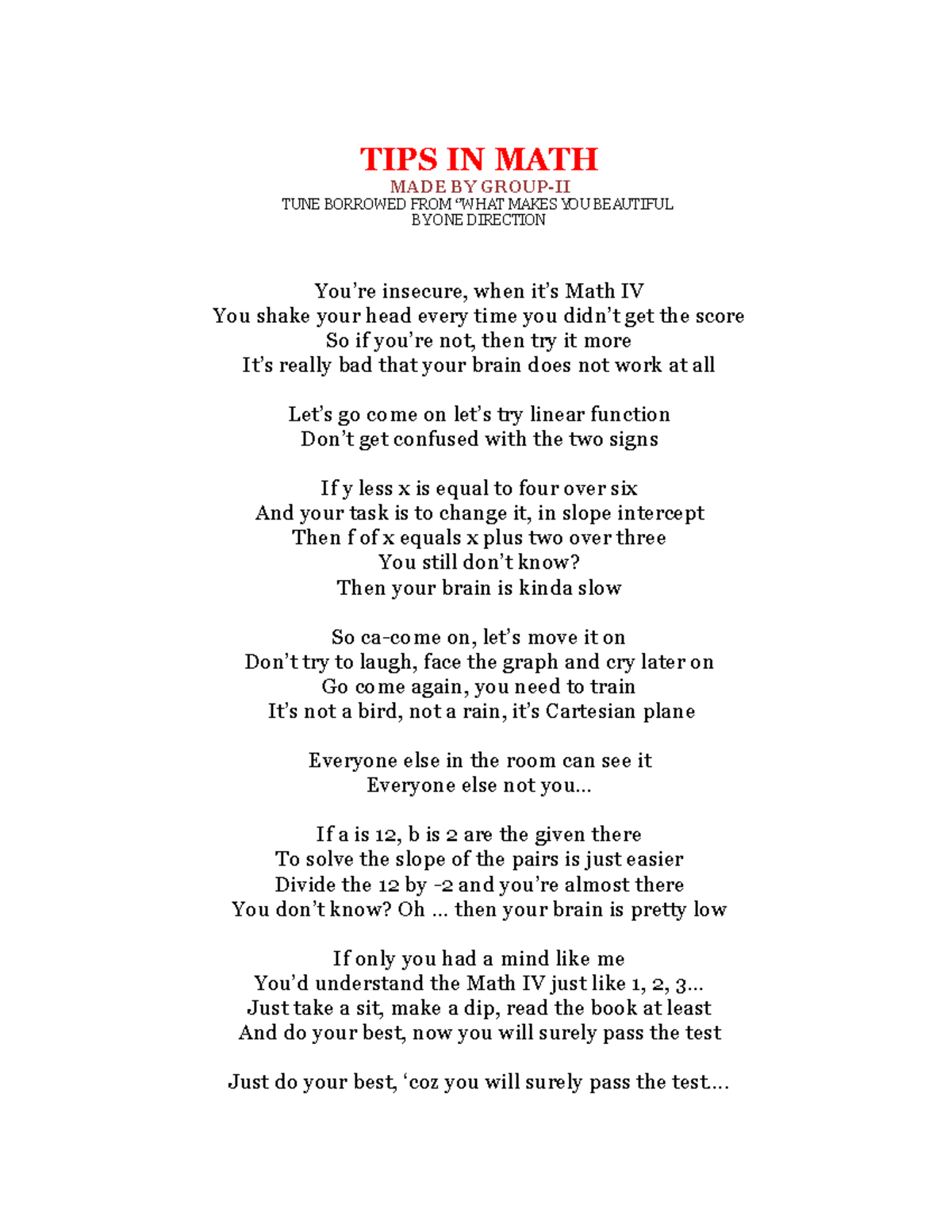 269271737-Math-Jingle - TIPS IN MATH MADE BY GROUP-II TUNE BORROWED ...